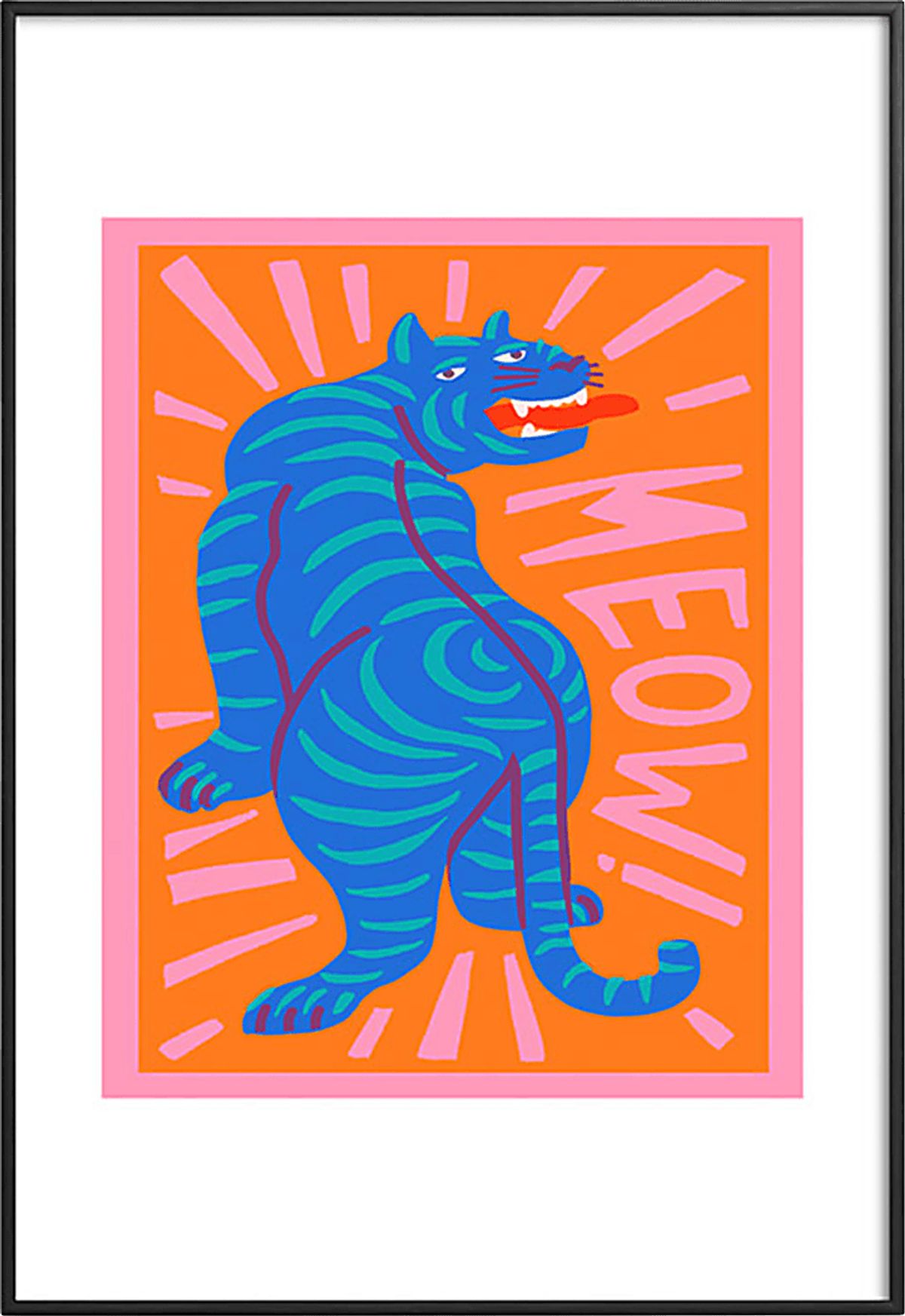 Meow I Orange Orange,Red Metal Framed Print | Rooms to Go