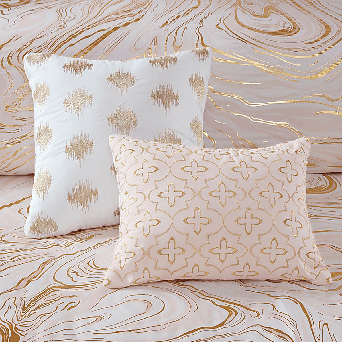 Metallic Swirl Blush Beige Full/Queen Comforter Set | Rooms to Go