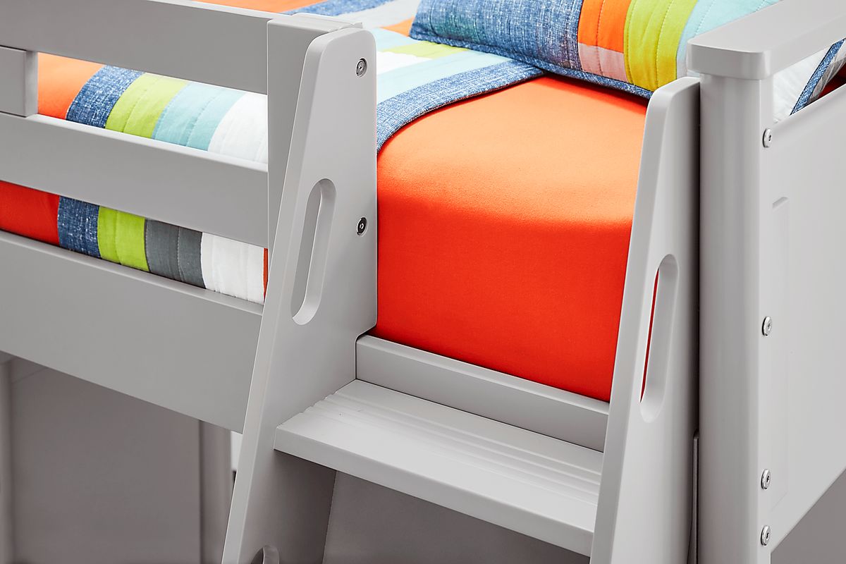 Modern Colors Light Gray Full Low Loft With Ladder & Chest | Rooms to Go