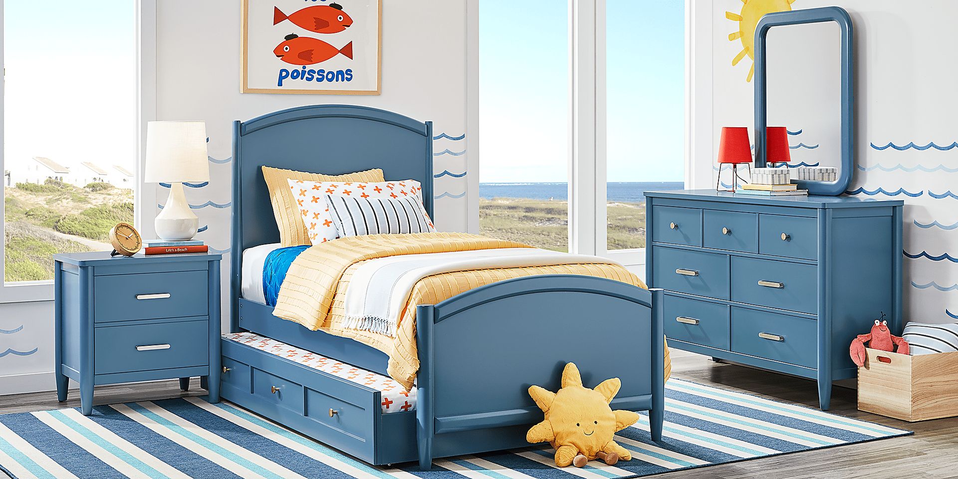 Modern Colors Slate Blue 3 Pc Twin XL Panel Bed | Rooms to Go