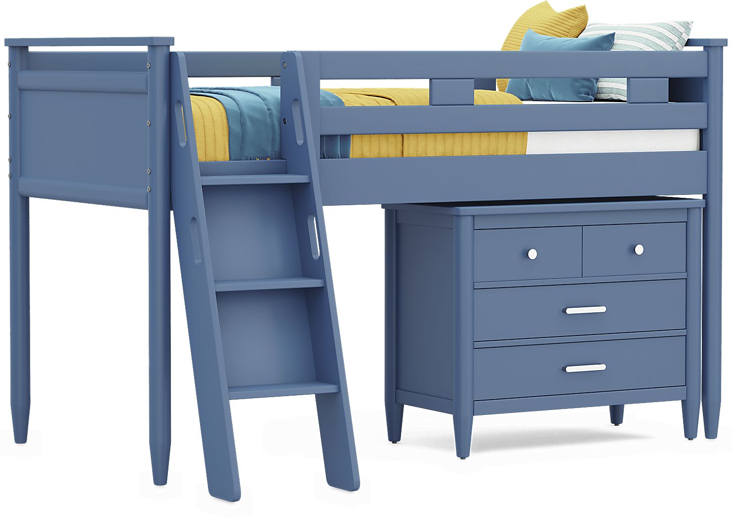 Modern Colors Slate Blue Twin Low Loft With Chests | Rooms to Go