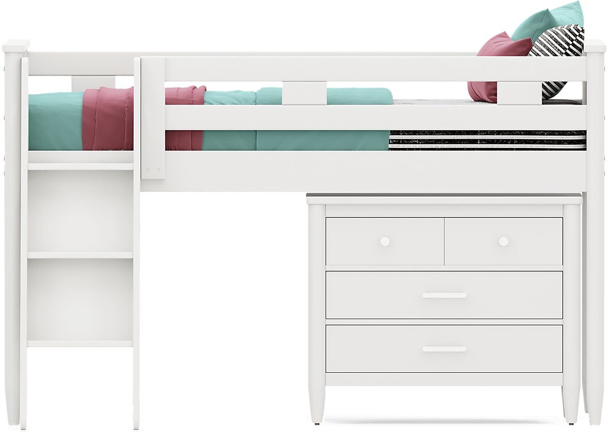 Modern Colors White Colors,White Twin Low Loft With Ladder & Chest ...