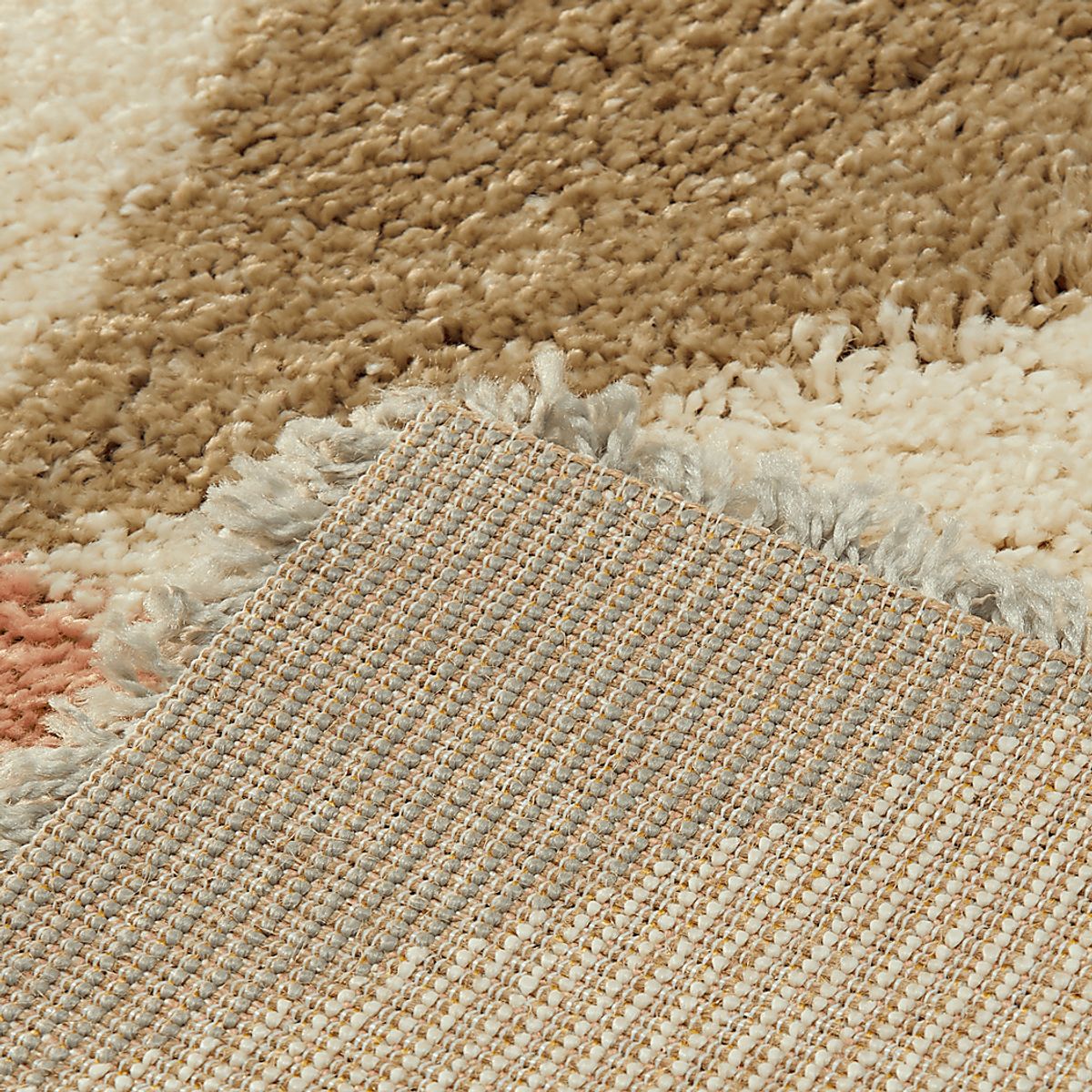 Modern Triangles Cream Beige Polypropylene Fabric Rug | Rooms to Go