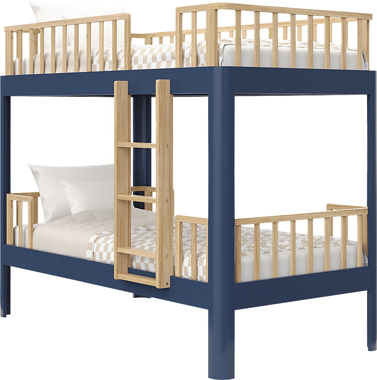 Mytha Midnight Blue,Natural Light Wood Twin/Twin Bunk Bed | Rooms to Go
