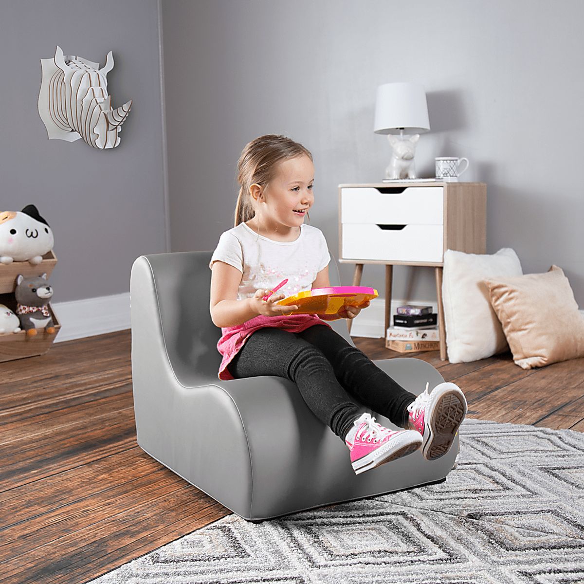 Nariko Gray Vinyl Fabric Foam Chair | Rooms to Go
