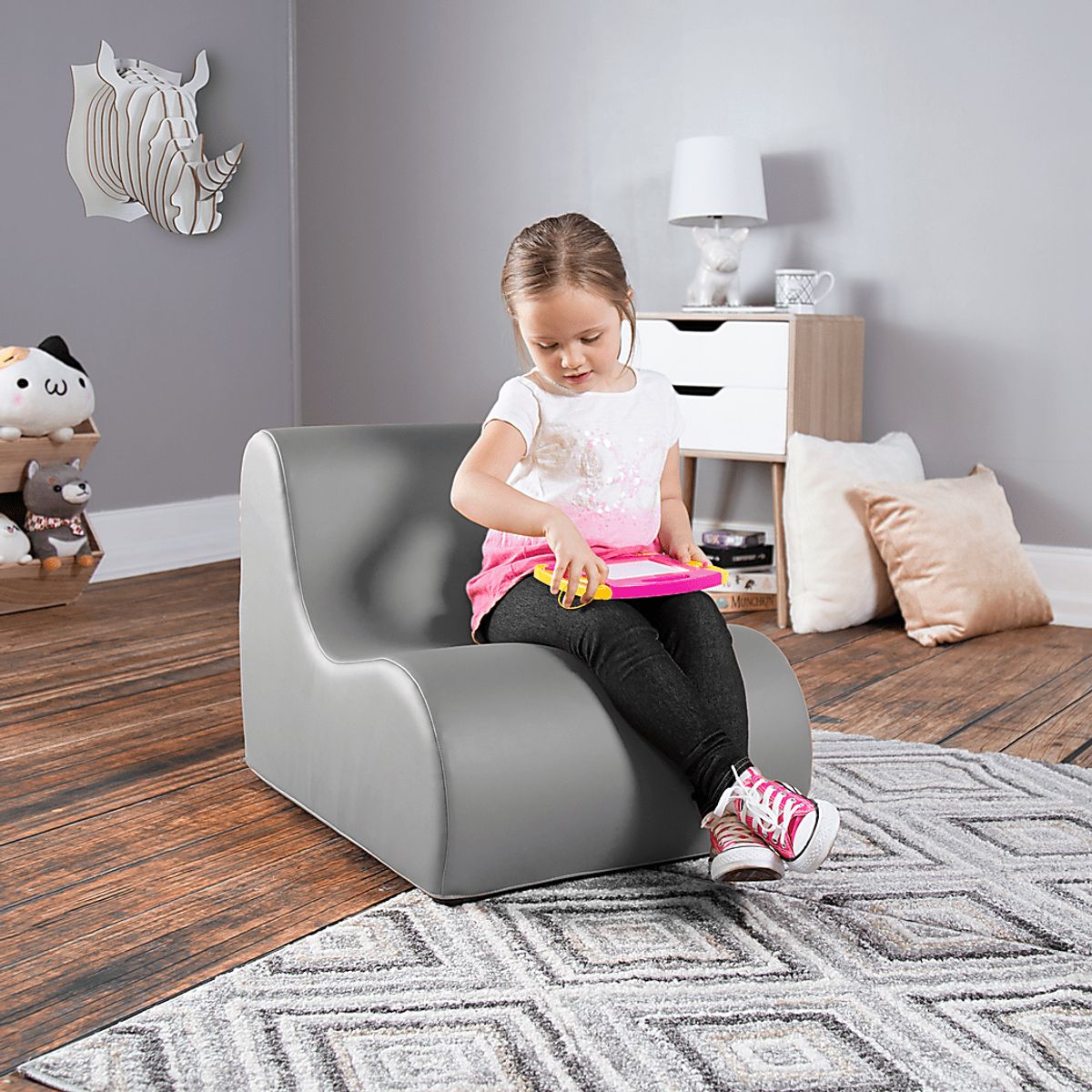 Nariko Gray Vinyl Fabric Foam Chair | Rooms to Go