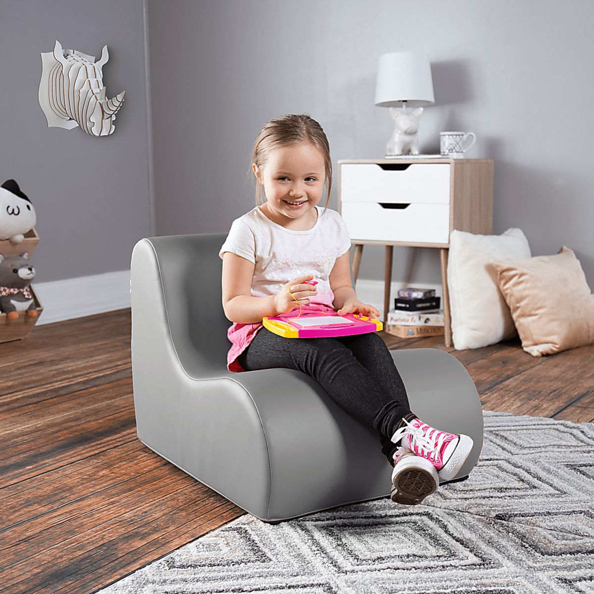 Nariko Gray Vinyl Fabric Foam Chair | Rooms to Go