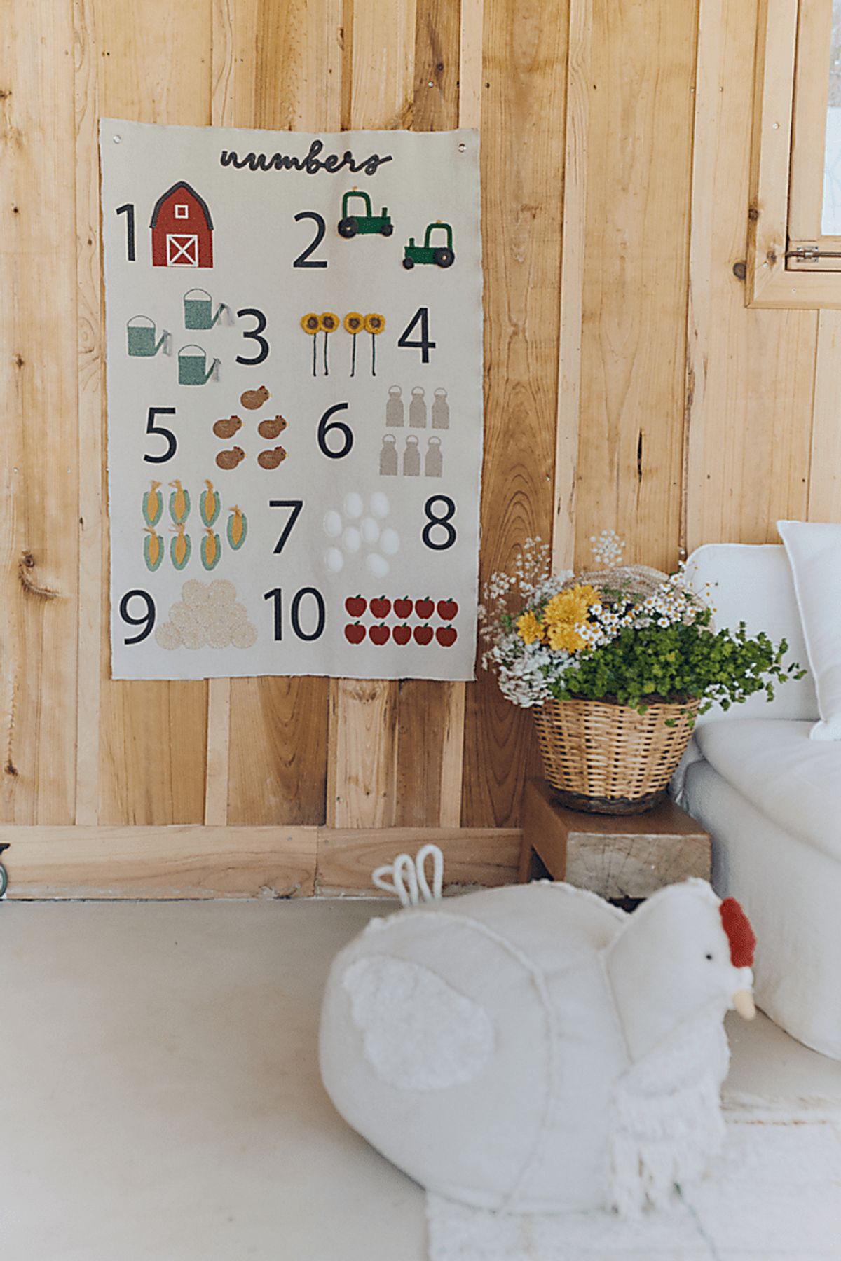 Farm Numbers Natural Beige,White Rug | Rooms to Go
