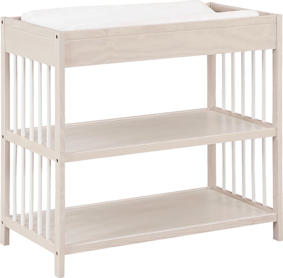 Olvio Natural,Washed White Light Wood Changing Table | Rooms to Go