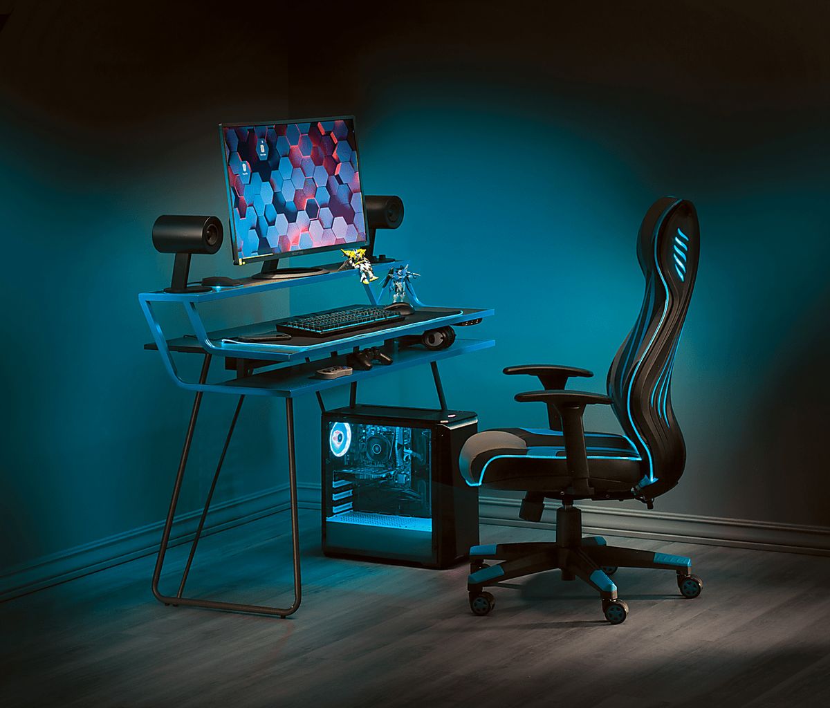 Padme Blue Colors Gaming Desk | Rooms to Go