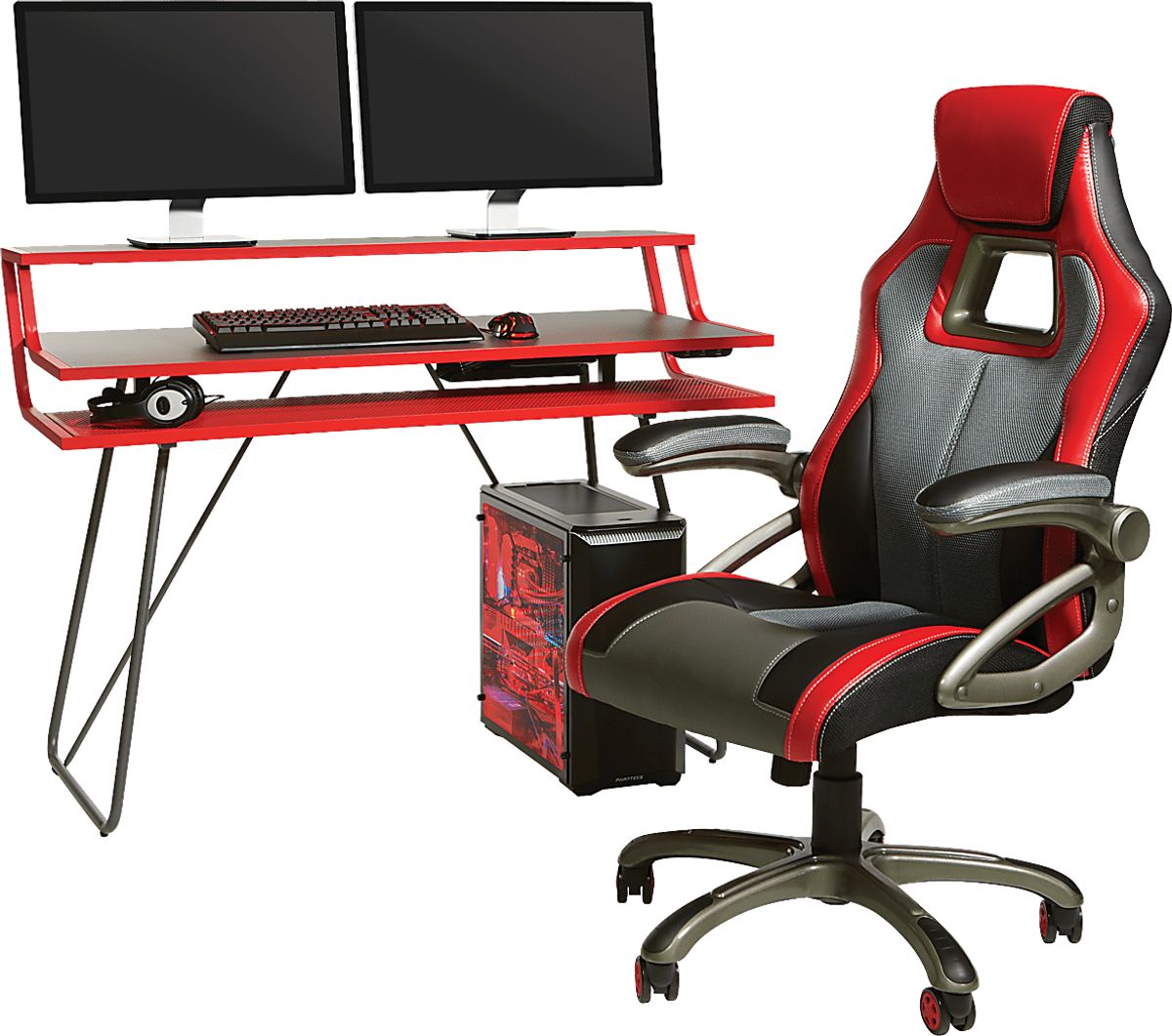 Padme Red Colors Gaming Desk | Rooms to Go