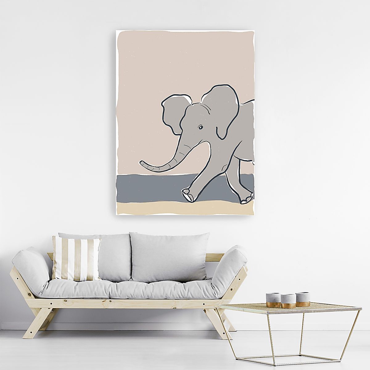 Pastel Elephant Beige Artwork | Rooms to Go