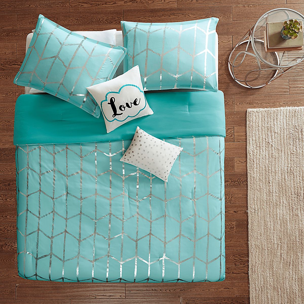 Penmare Aqua Blue Full Comforter Set | Rooms to Go