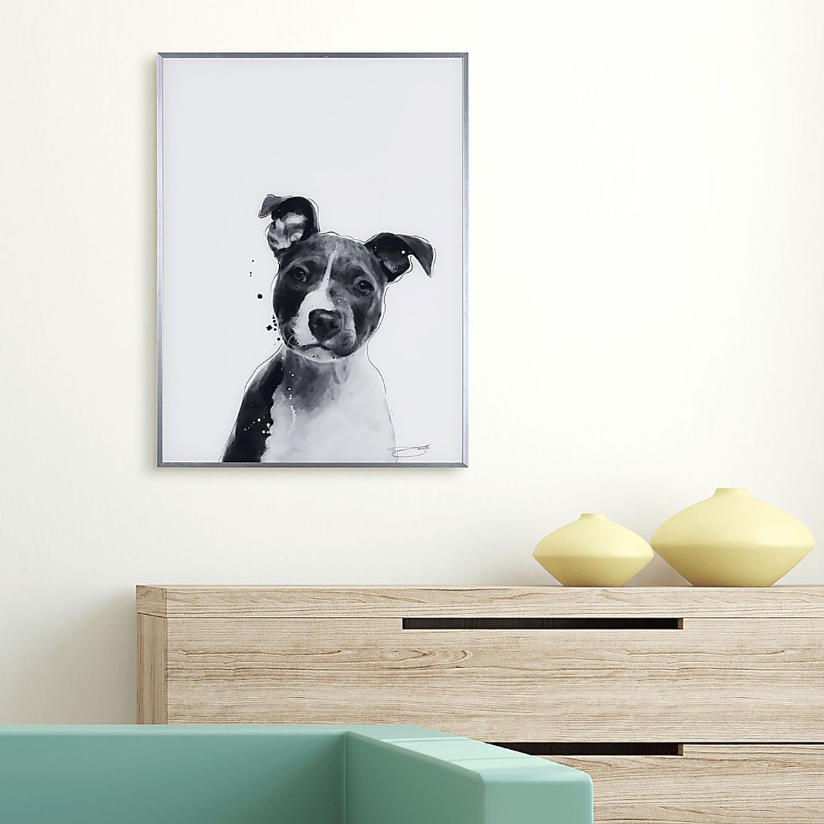 Kids Pitbull Pup Black Wall Art - Rooms To Go