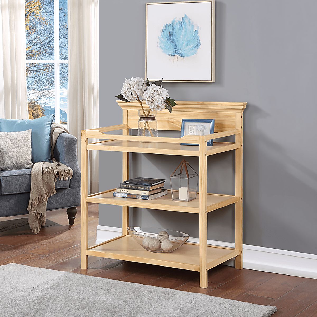 Praxo Natural Light Wood Changing Table | Rooms to Go
