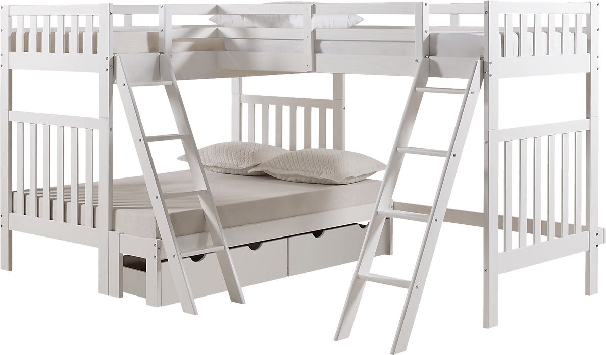 Presnora White Colors,White Twin/Full Tri-Bunk Bed With Storage | Rooms ...