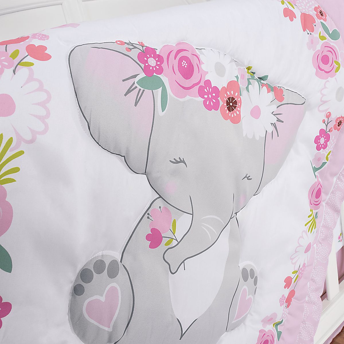 Pretty Elephant Olefin,Polyester Fabric Crib Bedding Set | Rooms to Go