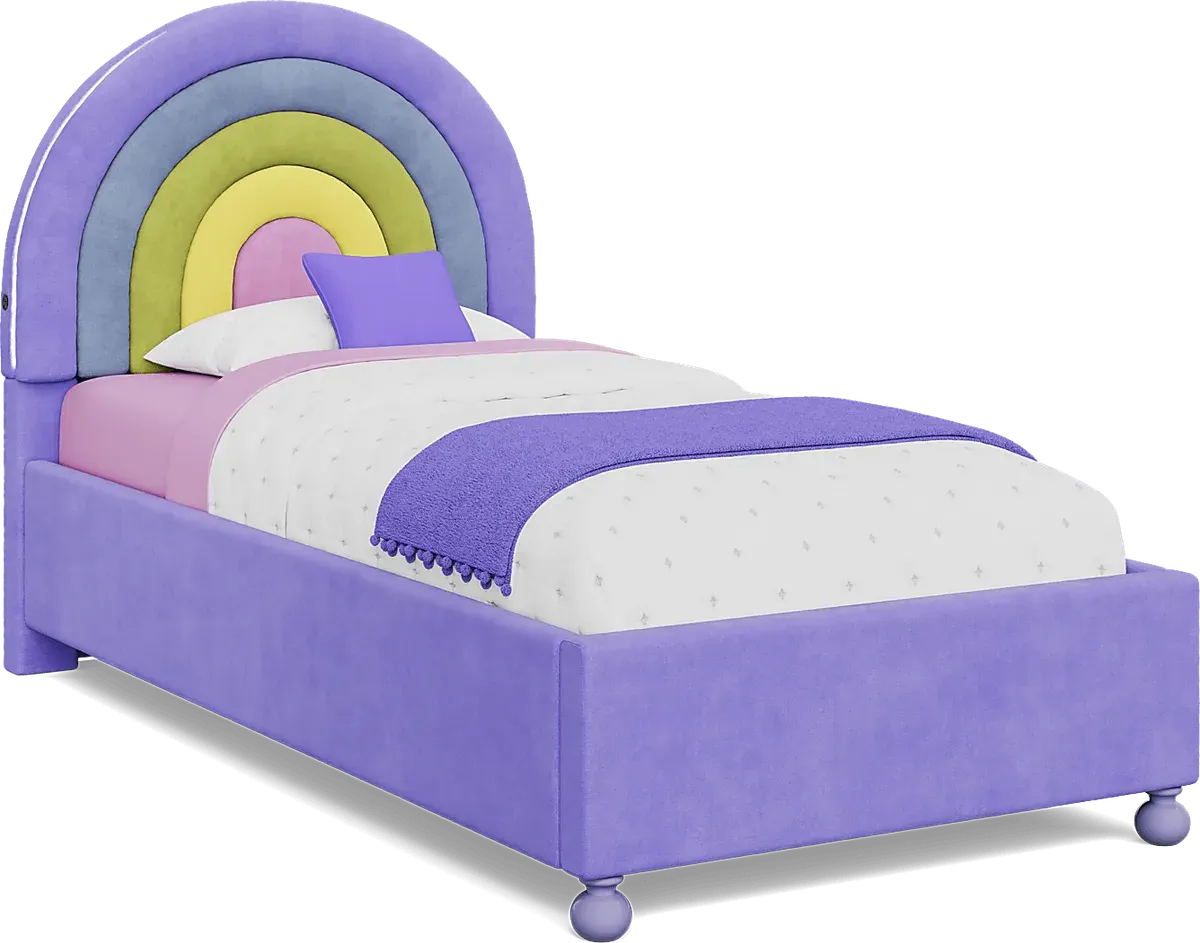 Rainbow Joy 3 Pc Purple Colors Red Polyester Fabric Twin Bed | Rooms to Go