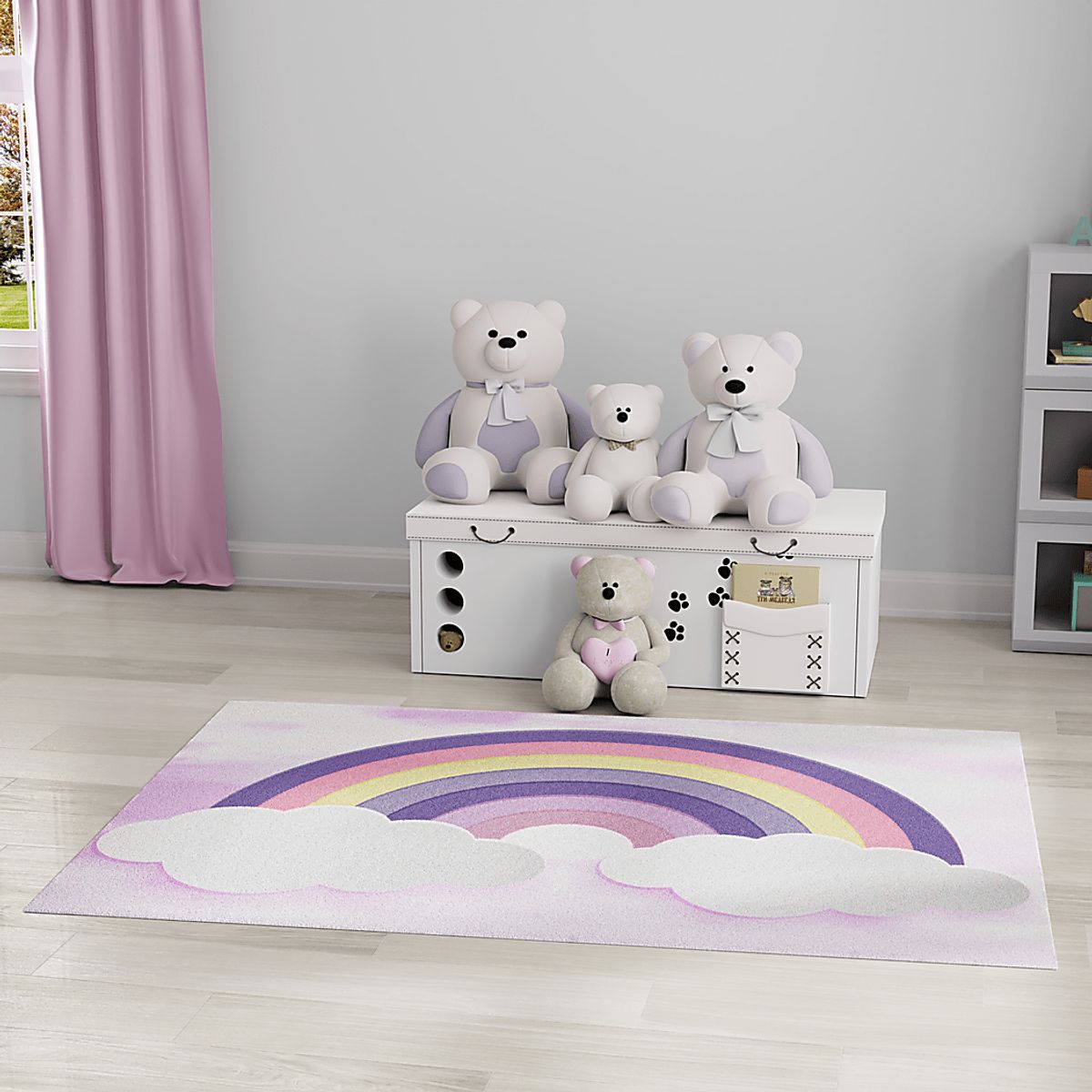Rainbow Whimsy Pink,Purple,White,Yellow Pink,Red,White,Yellow Rugs ...