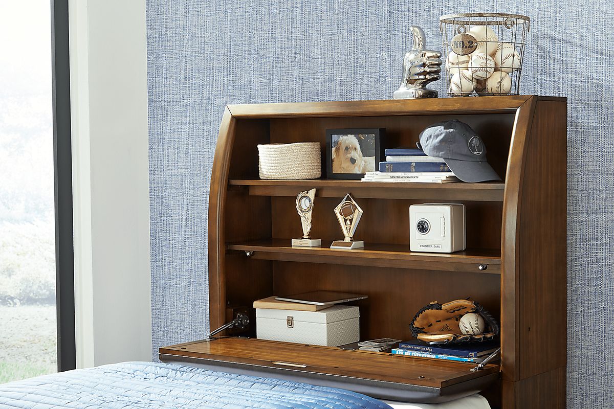 Santa Cruz Brown Cherry Dark Wood 3 Pc Full Bookcase Bed | Rooms to Go