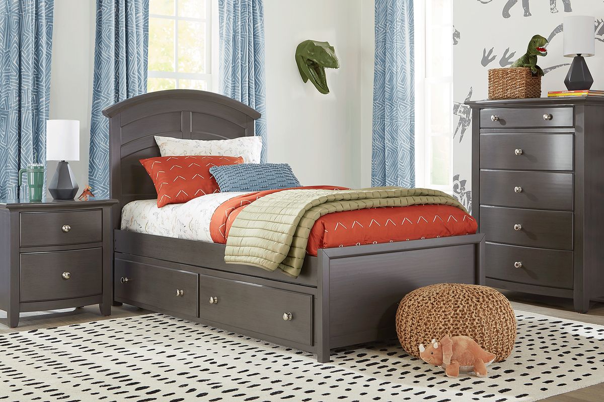 Santa Cruz 5 Pc Gray Twin Bedroom Set With 3 Pc Twin Panel Bed, Chest ...