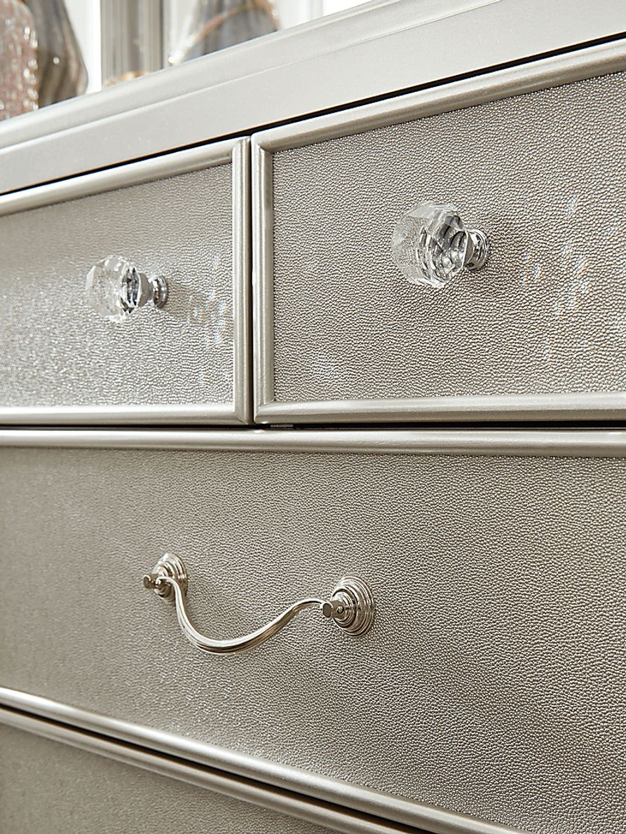 Kids Petit Paris Silver 5 Pc Bedroom with Anya White Full Upholstered ...