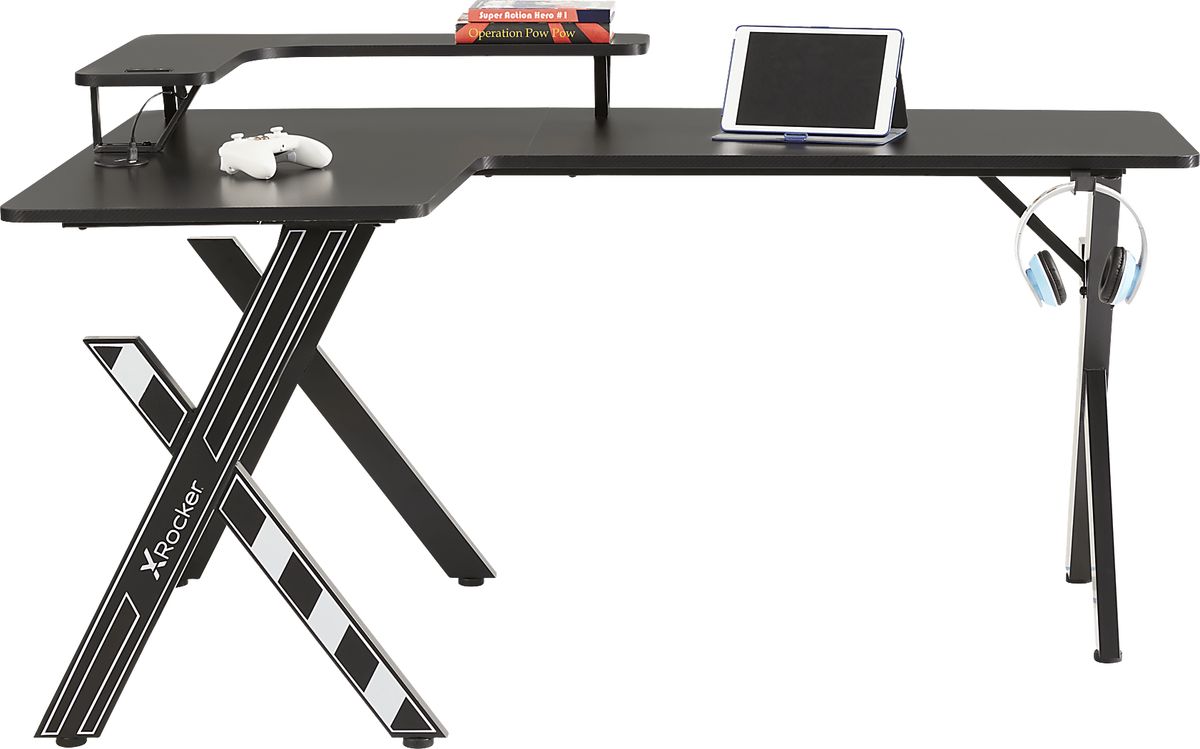 Sound Trek Black L-Shaped Gaming Desk | Rooms to Go