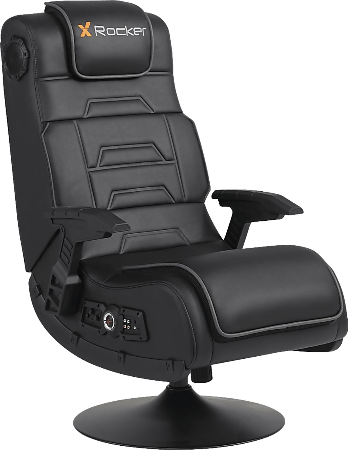 Sound Trek Black Faux Leather Fabric Gaming Swivel Chair | Rooms to Go