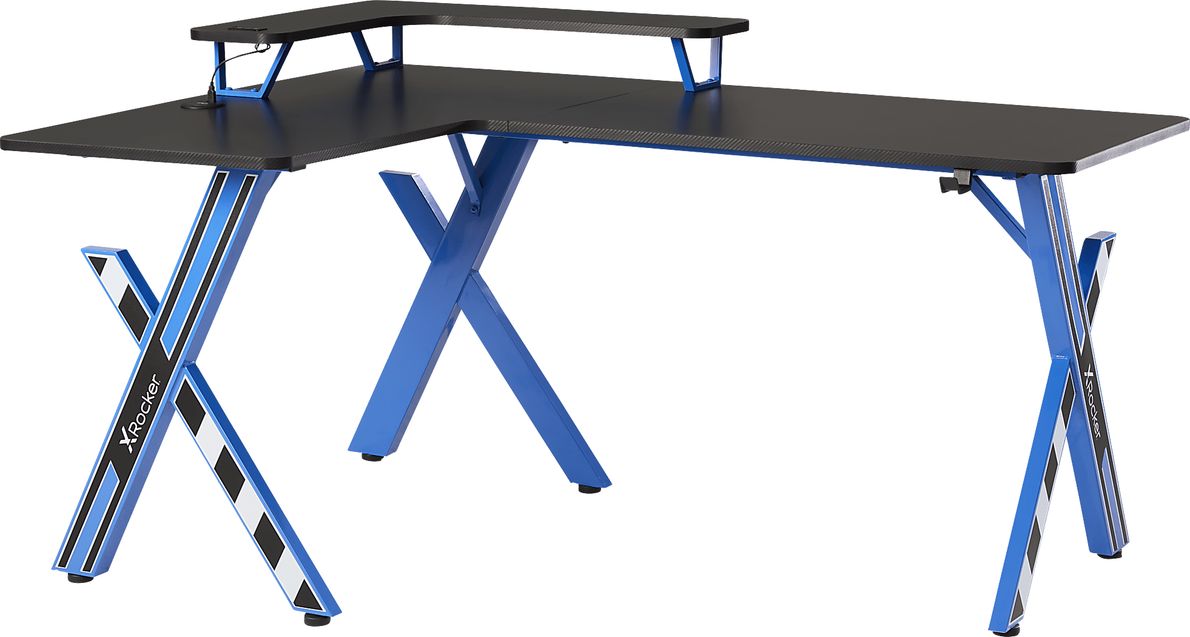Kids Sound Trek Blue L-Shaped Gaming Desk - Rooms To Go