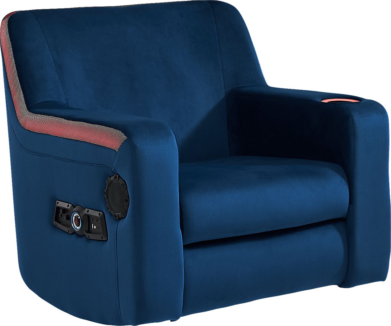 Sound Trek Blue Faux Leather Fabric Video Rocker | Rooms to Go