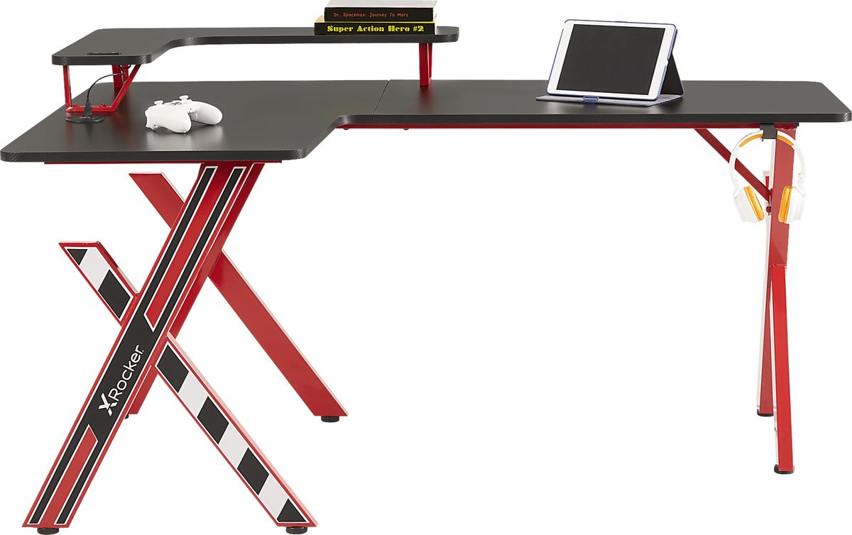 Sound Trek Red L-Shaped Gaming Desk | Rooms to Go