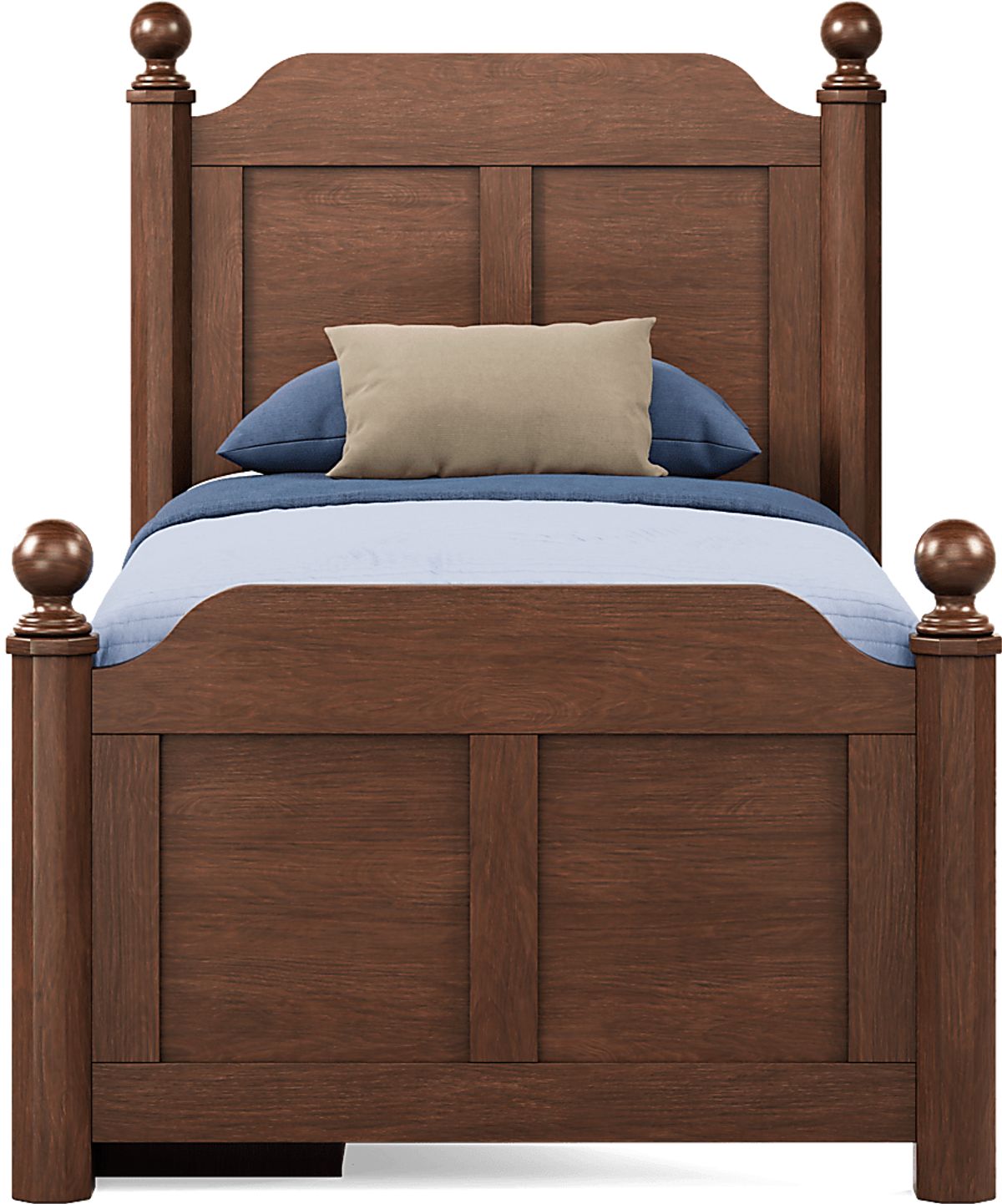 Regen South Bend 3 Pc Brown Cherry Dark Wood Twin Poster Bed With ...
