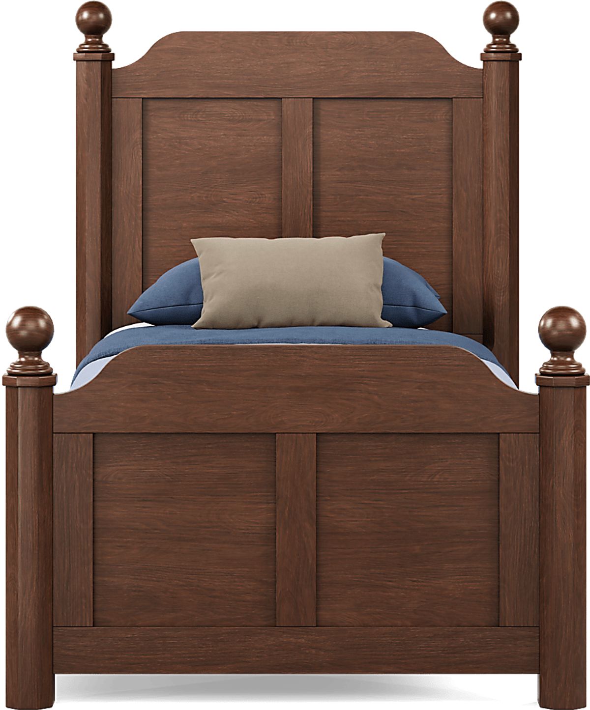 Regen South Bend Brown Cherry Dark Wood 3 Pc Twin Poster Bed | Rooms to Go