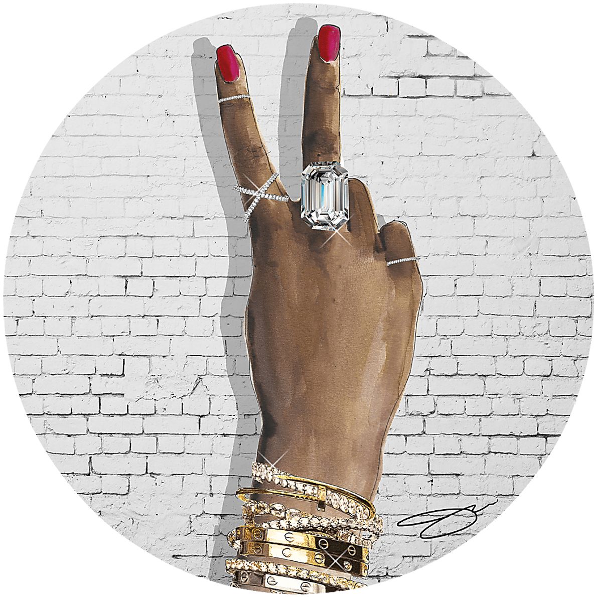 Kids Sparkling Peace Gray Glass Wall Art - Rooms To Go