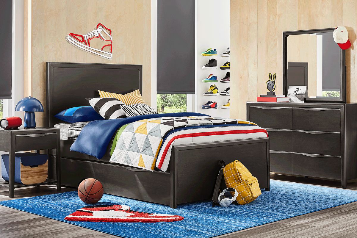 Stardust 3 Pc Charcoal Gray Full Panel Bed | Rooms to Go