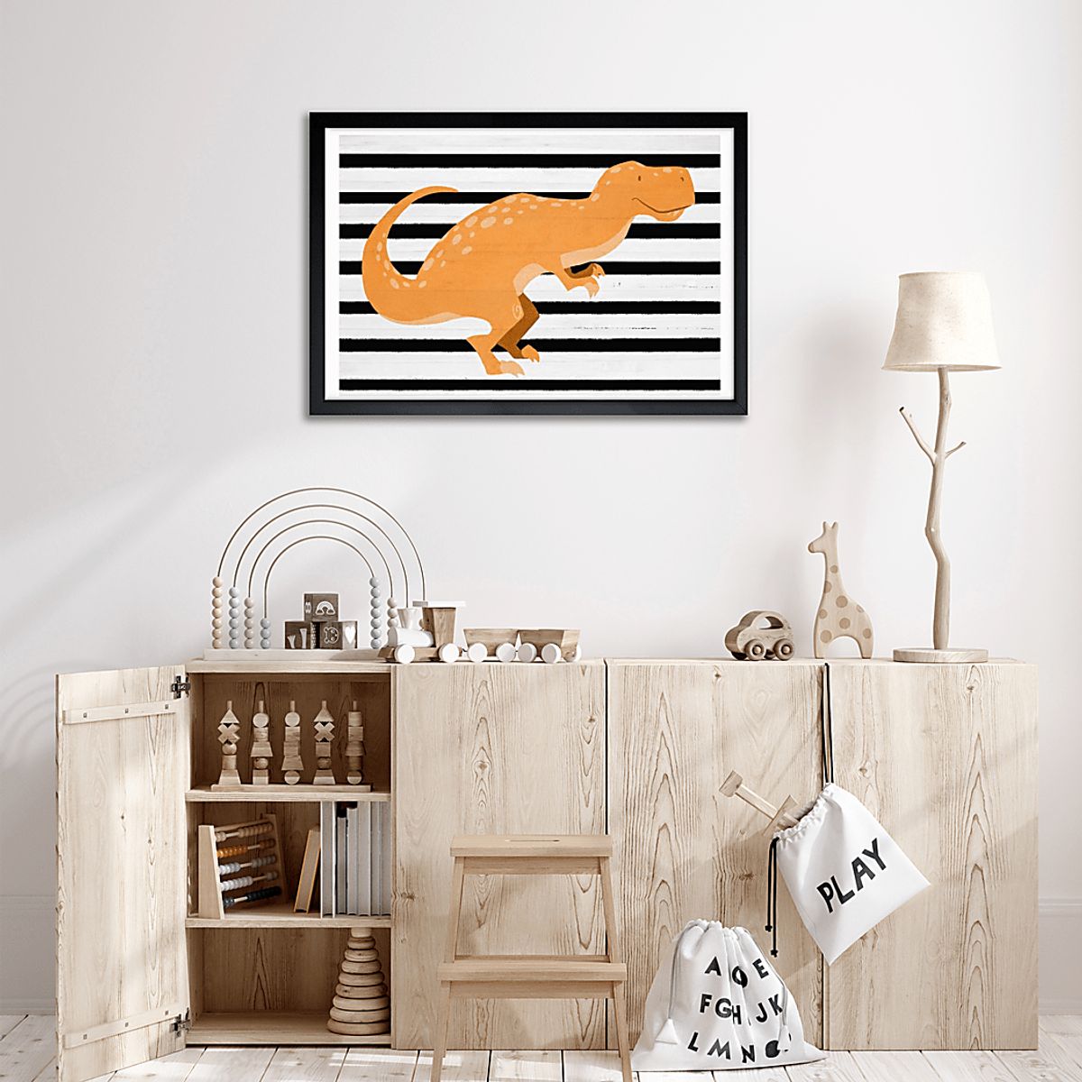 Striped T-Rex Wall Art | Rooms to Go