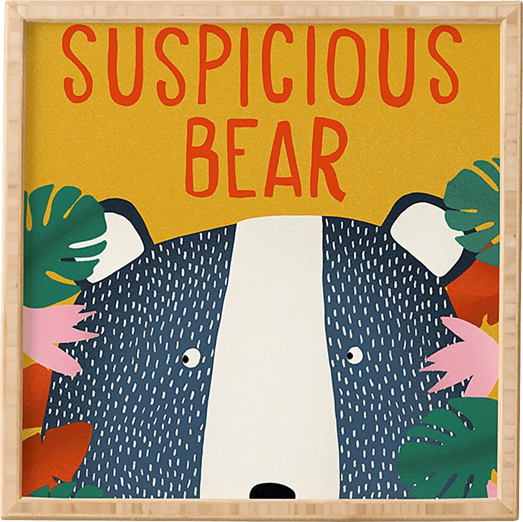 Kids Suspicious Bear Yellow Wall Art - Rooms To Go