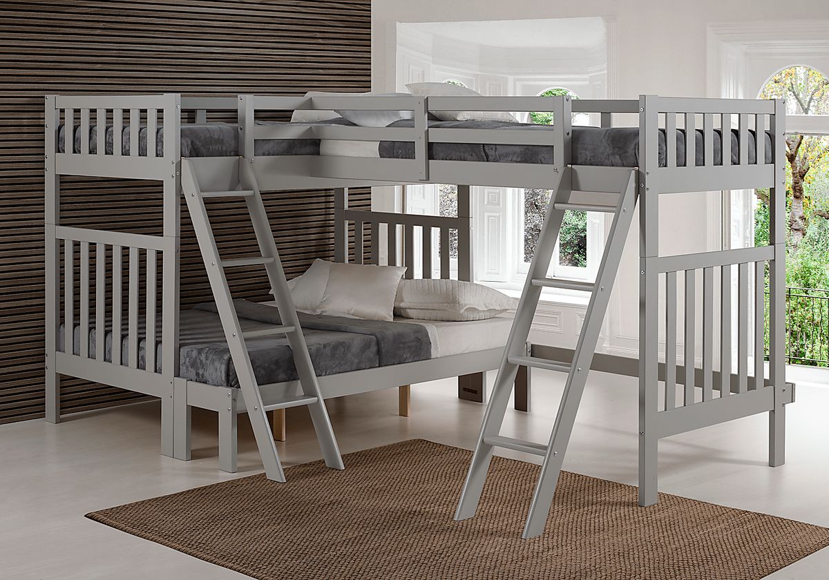 Tillcester Dove Gray Twin/Full Tri-Bunk Bed | Rooms to Go