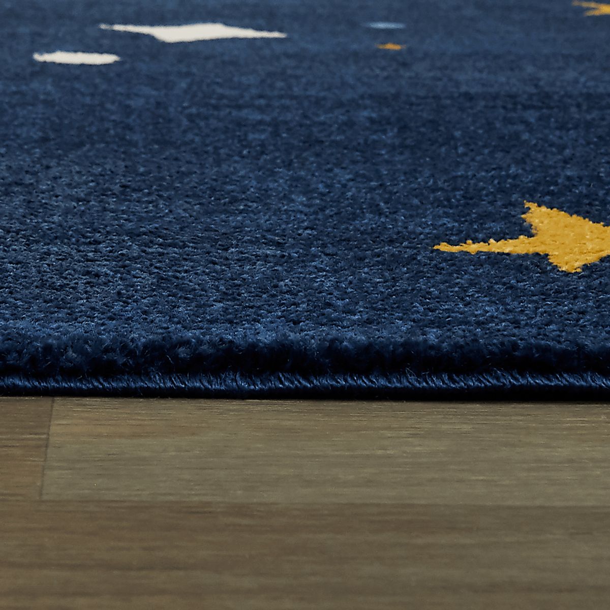 Twinkly Night Navy Blue Polypropylene Fabric Rug | Rooms to Go