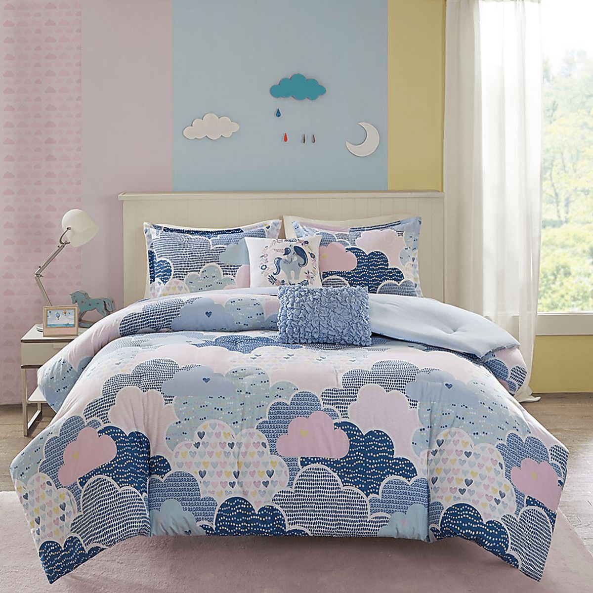 Unicorn Clouds Blue Twin Comforter Set | Rooms to Go