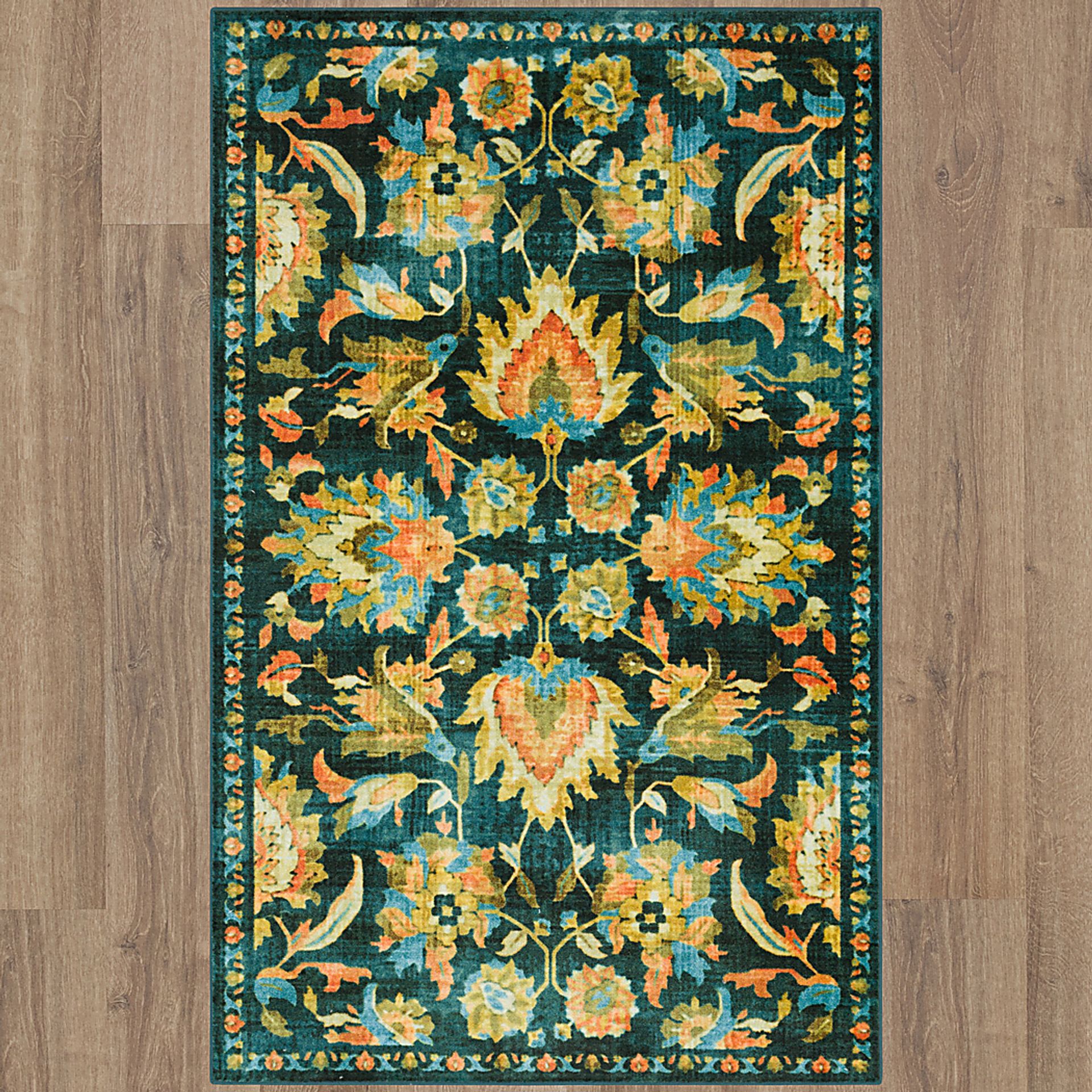Vine Life Denim Blue Rugs | Rooms to Go