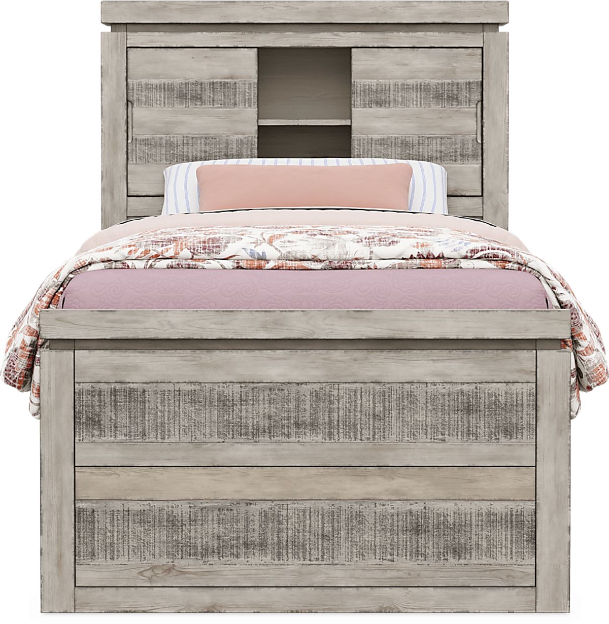 Westover Hills Jr. 3 Pc Gray Twin Bookcase Bed With 2 Storage Rails ...