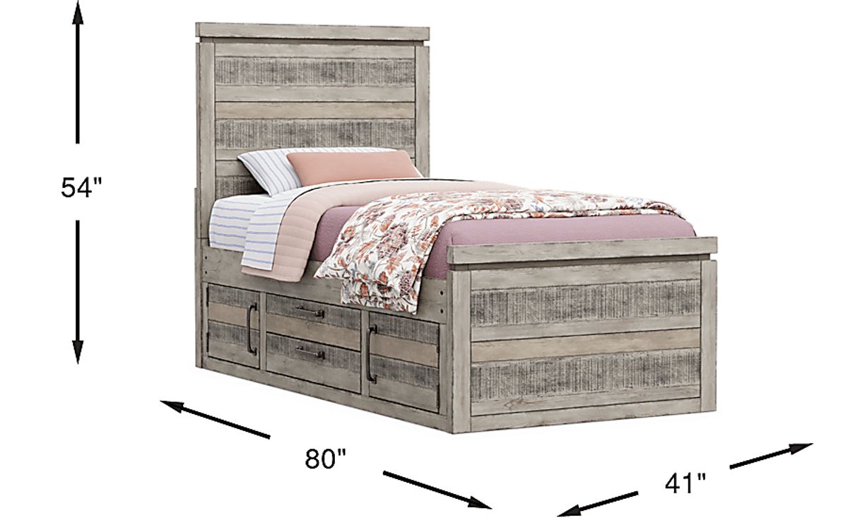 Westover Hills Jr. Gray 3 Pc Twin Panel Bed With 2 Storage Rails ...