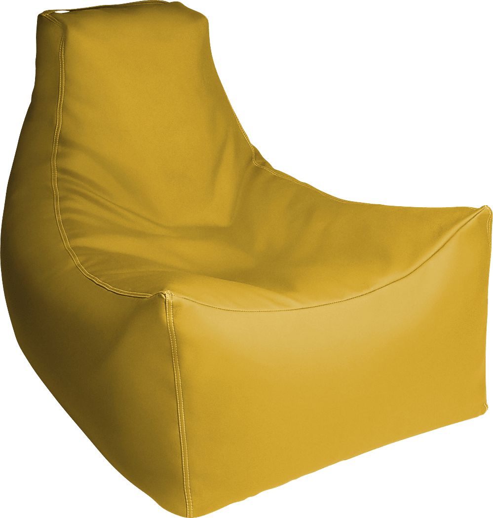 Wilfy Yellow Vinyl Fabric Bean Bag Chair | Rooms to Go