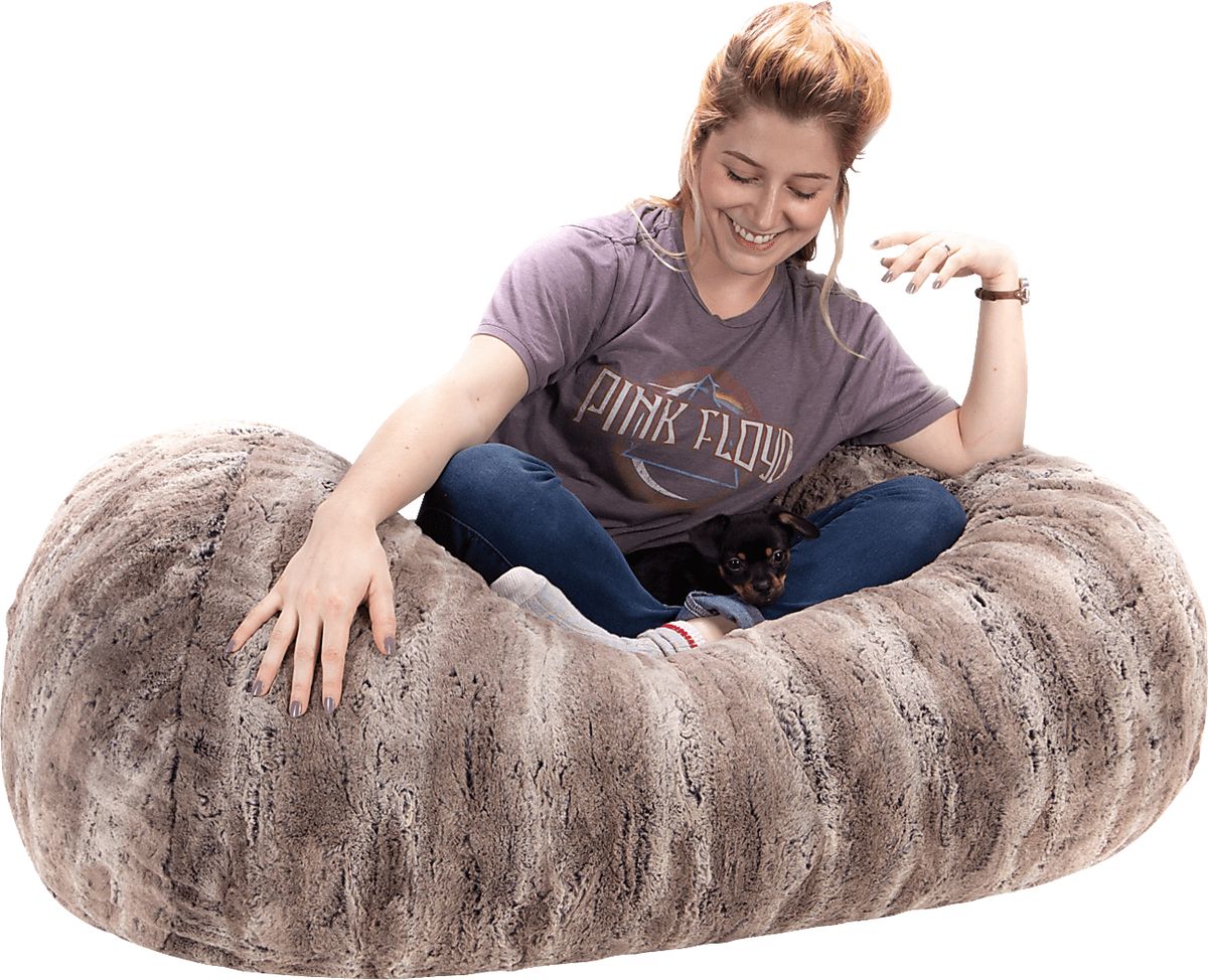 Winter Bear Brown Acrylic Fabric Bean Bag | Rooms to Go