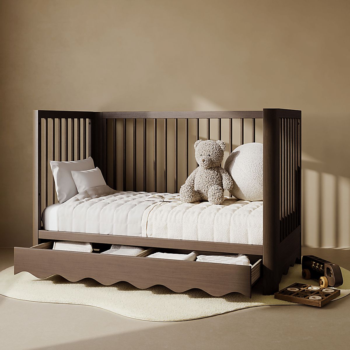 Zoana Brown Dark Wood Crib | Rooms to Go