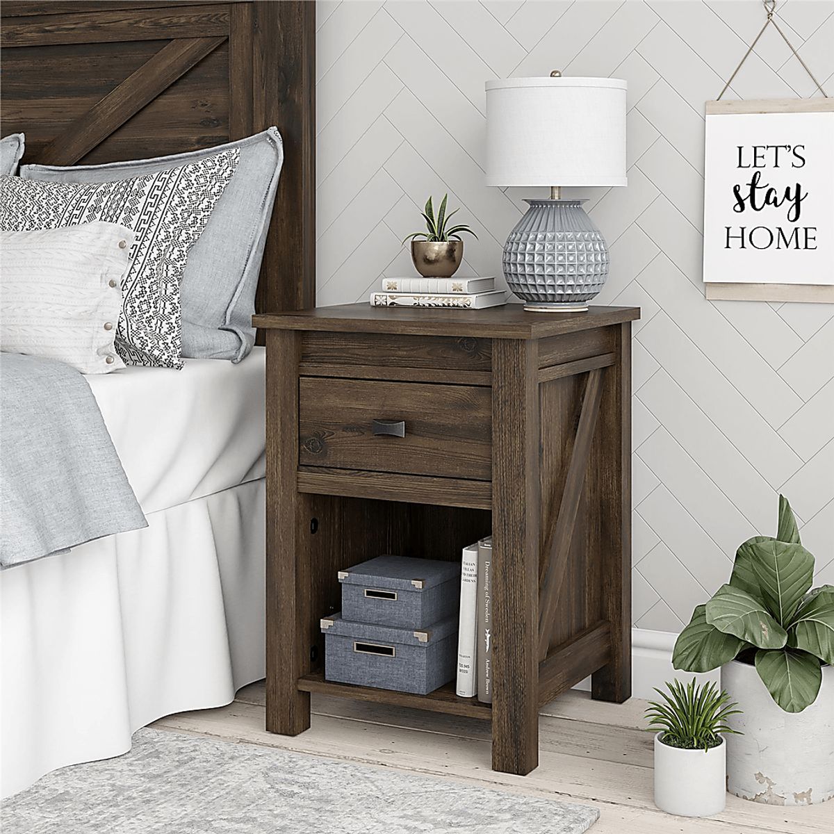 Keidel Brown Dark Wood Nightstand | Rooms to Go