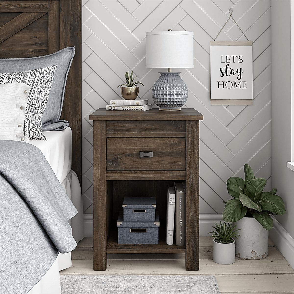 Keidel Brown Dark Wood Nightstand | Rooms to Go