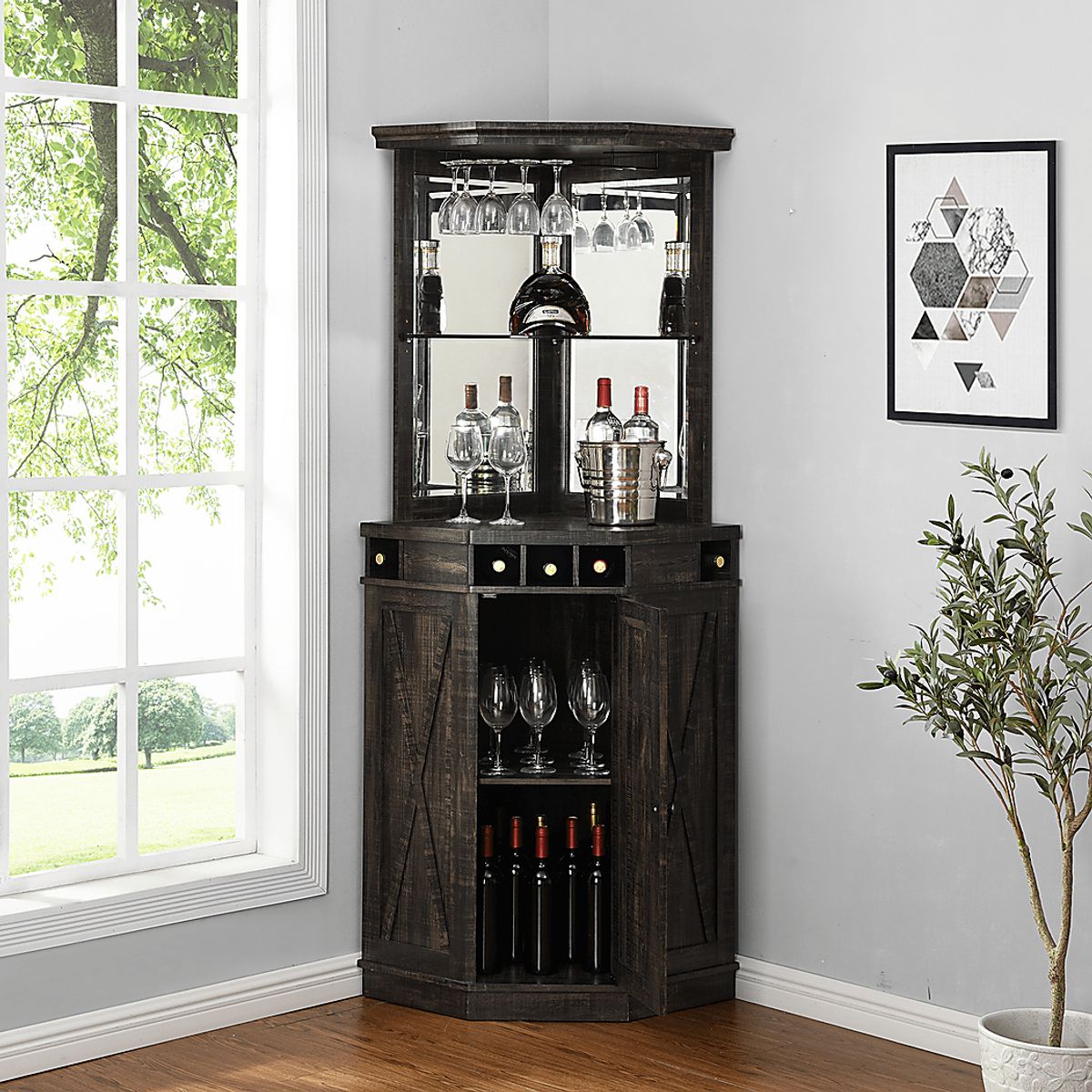 Kilso Charcoal Gray Bar Cabinet | Rooms to Go