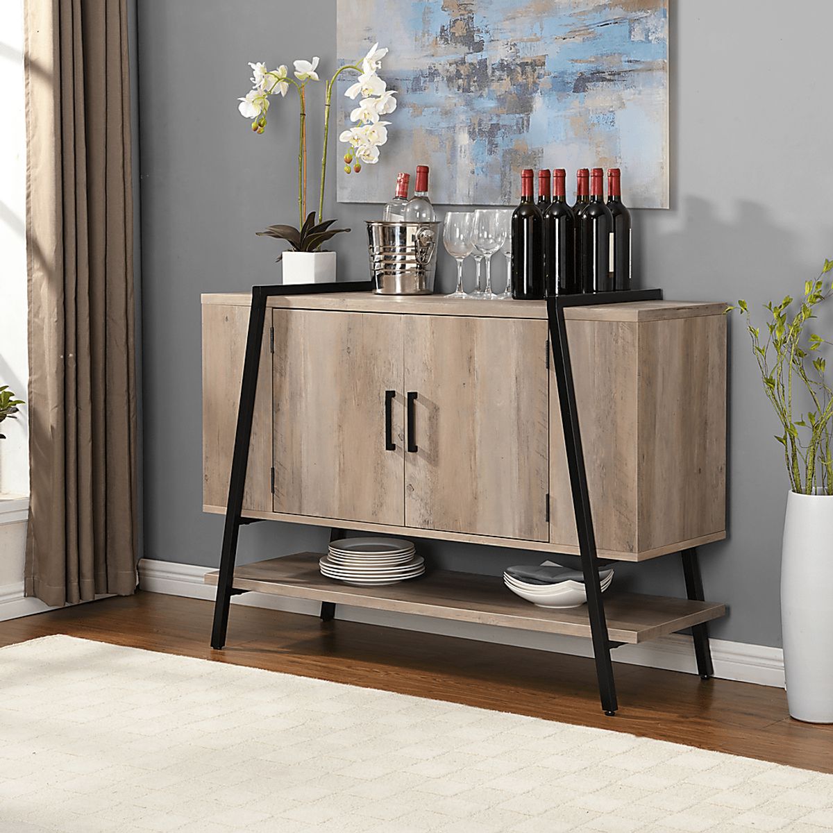 Kimbark Beige Colors,Light Wood,White Server | Rooms to Go